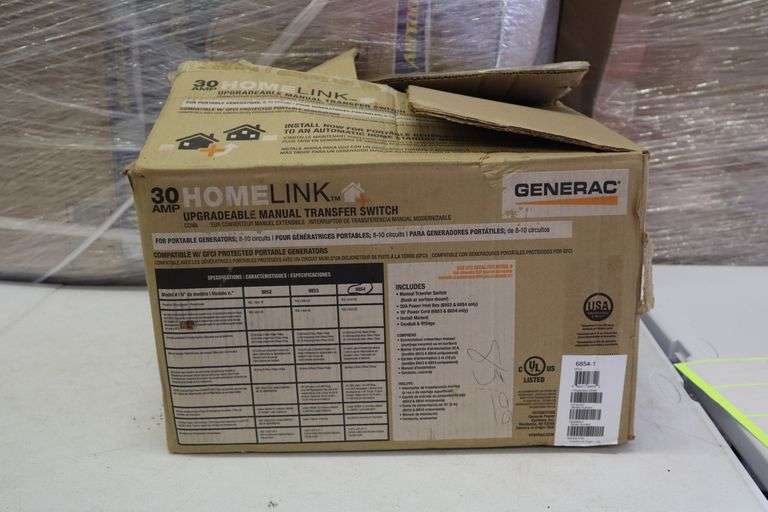 Generac 6854 Home Link 30 Amp Upgradable Transfer Switch Kit with 10 ...