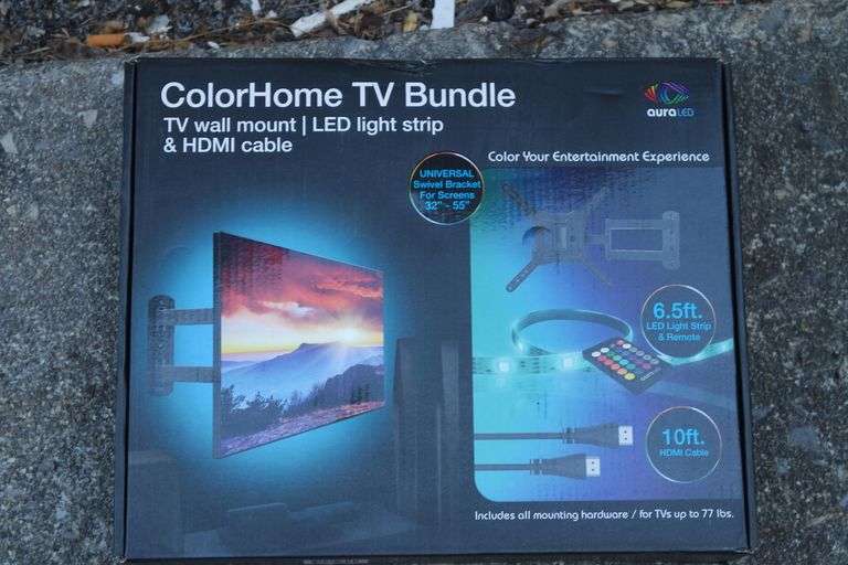 COLOR HOME TV BUNDLE TV WALL MOUNT LED LIGHT STRIP & HDMI CABLE ...