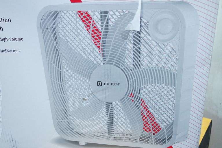 Utilitech 20-in 3-Speed Indoor White Box Fan - Matthews Auctioneers