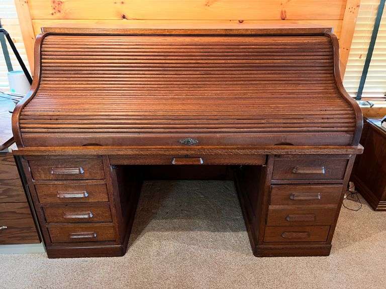 Antique Oak Rolltop Desk - 1890-1919 - Matthews Auctioneers