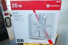 Utilitech 20-in 3-Speed Indoor White Box Fan - Matthews Auctioneers