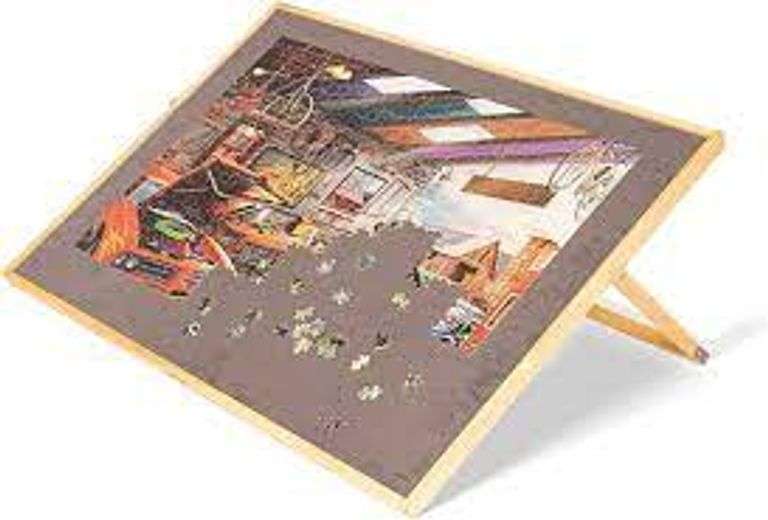 Adjustable wooden puzzle board easel - Matthews Auctioneers