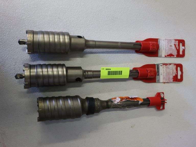 (3) Milwaukee SDS Max Core Bit 2-5/8"x11-3/8" - 1 is missing bit ...