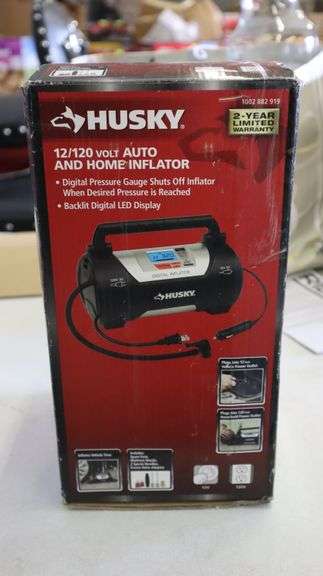 Husky 12/120 volt auto and home inflator - Matthews Auctioneers