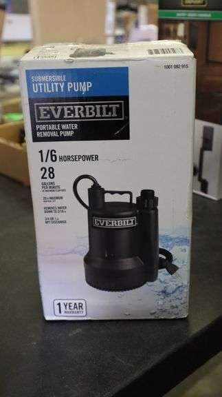 Everbilt submersible utility pump - Matthews Auctioneers