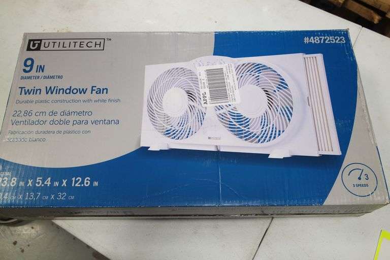 Utilitech 9-in 3-Speed Indoor White Window Fan - Matthews Auctioneers