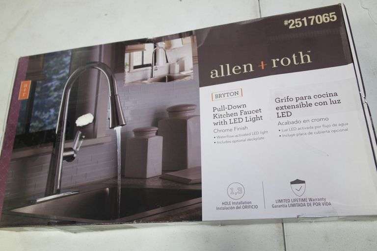 allen + roth Bryton Chrome Single Handle Pull-down Kitchen Faucet - Has ...