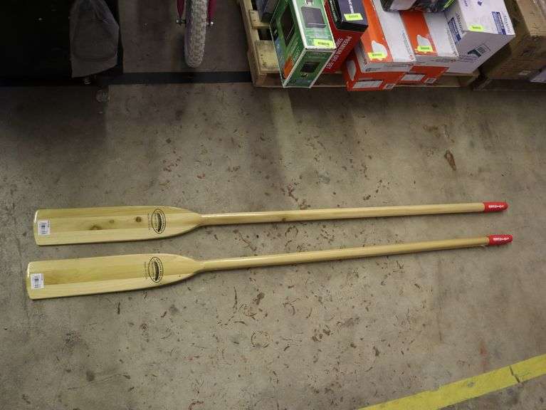 (2) Caviness Wooden Straight Oar 6' with power grip and wedge ...