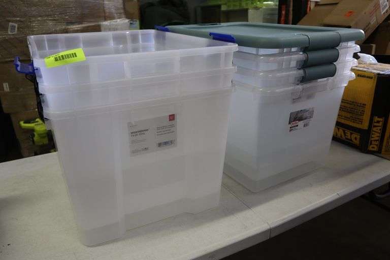 Group lot of storage bins - Some of these may have damage. SOLD AS-IS ...