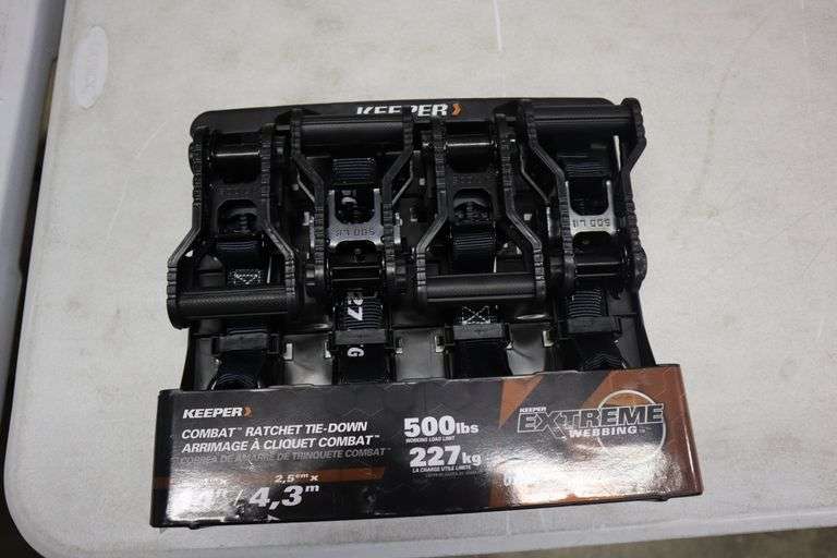 Keeper combat ratchet tie down 14' 4 pack - Matthews Auctioneers