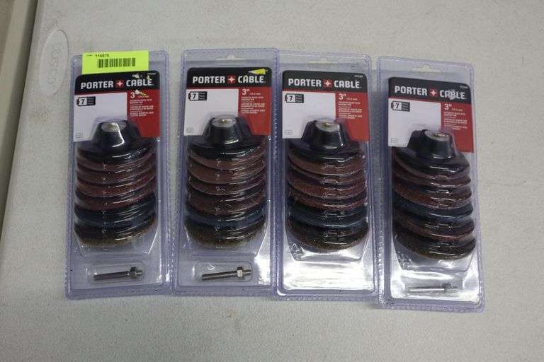 (4) Porter Cable 3" assorted discs with backing pad - Matthews Auctioneers