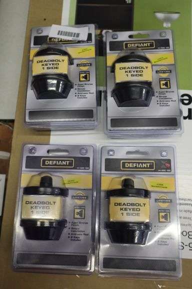 (4) Defiant deadbolt keyed 1 side - Matthews Auctioneers