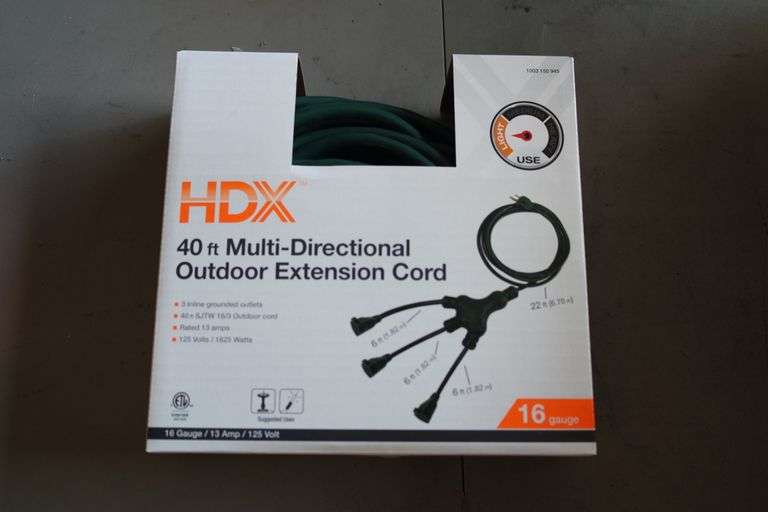 HDX 40 ft. 16/3 Multi-Directional Outdoor Extension Cord, Green ...