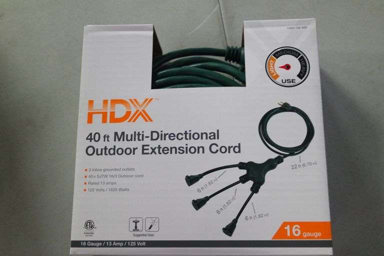 HDX 40 ft. 16/3 Multi-Directional Outdoor Extension Cord, Green ...