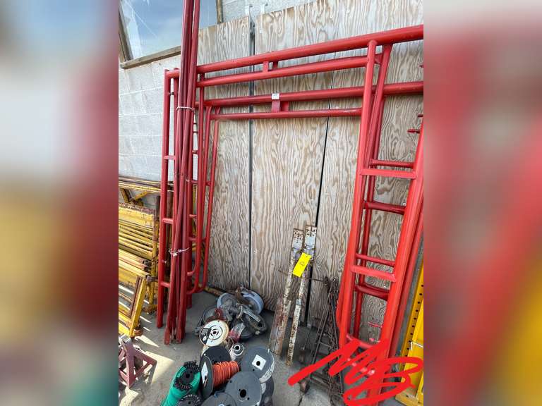 (2) Sections of Walk-Thru Scaffolding w/dolly wheels; misc bracing ...