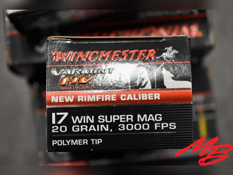 (9) boxes 17 Win Super Mag ammo (450 ct) - Musser Bros Inc