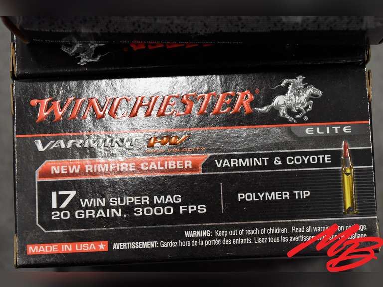 (9) boxes 17 Win Super Mag ammo (450 ct) - Musser Bros Inc