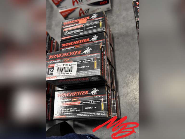 (9) boxes 17 Win Super Mag ammo (450 ct) - Musser Bros Inc