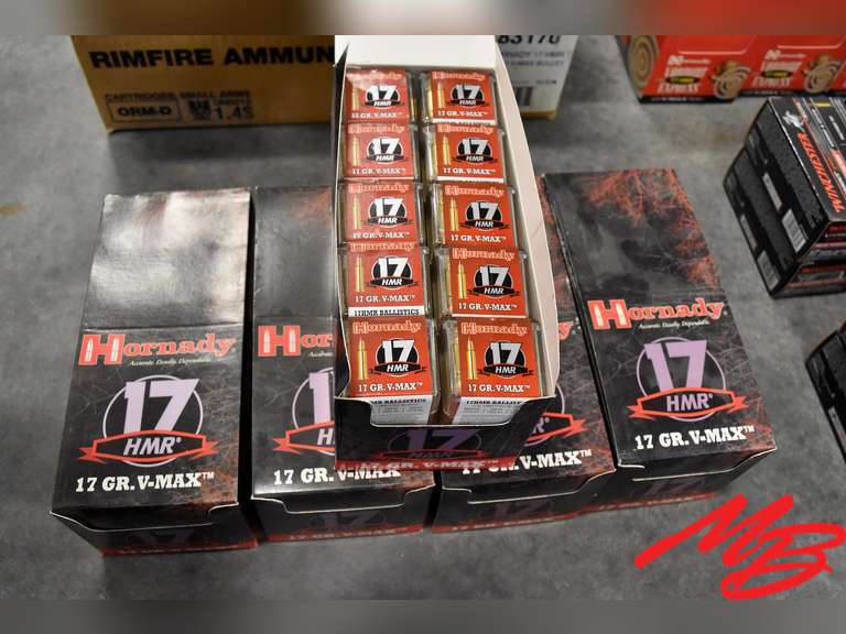 (5) boxes 17 HMR ammo (2500 ct) - Musser Bros Inc