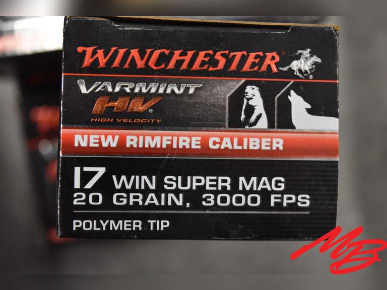 (9) boxes 17 Win Super Mag ammo (450 ct) - Musser Bros Inc