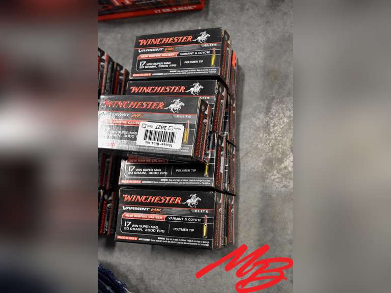 (9) boxes 17 Win Super Mag ammo (450 ct) - Musser Bros Inc