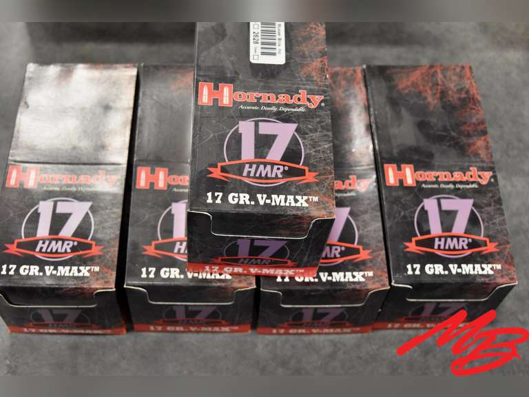 (5) boxes 17 HMR ammo (2500 ct) - Musser Bros Inc