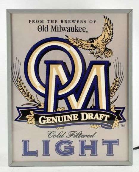 Old Milwaukee Light Up Advertising Fiber Optic Motion Beer Sign ...