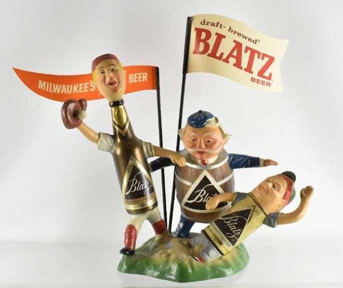 Vintage Blatz Beer Advertising Metal Baseball Players Statue - Matthew ...