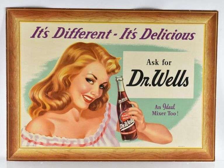 Vintage Dr. Wells Cardboard Advertising Soda Sign - Matthew Bullock ...