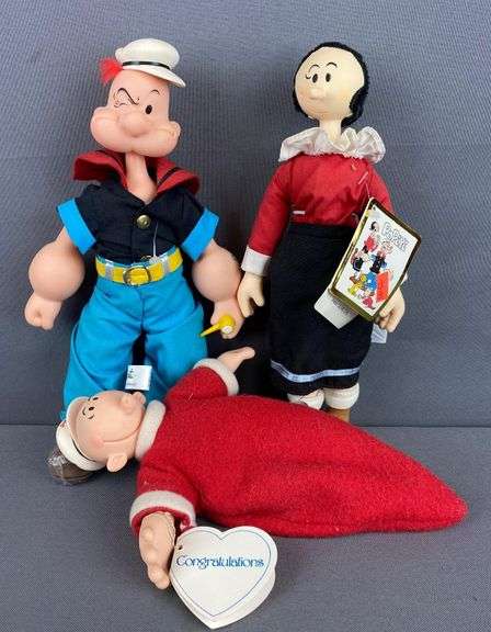 Group of 3 Presents/King Features Syndicate Popeye dolls - Matthew ...
