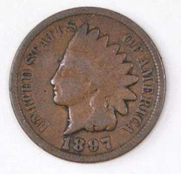 1897 Indian Head Cent - 1 in Neck - Matthew Bullock Auctioneers