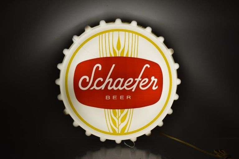 Vintage Schaefer Beer Light Up Advertising Bottle Cap Beer Sign ...