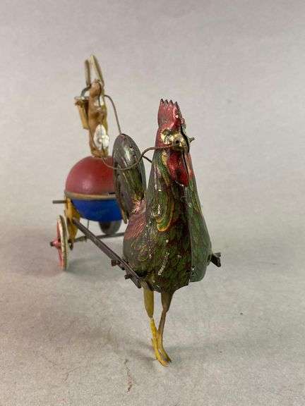 Lehmann DUO Rooster Pulling Rabbit Wind Up Tin Toy - Matthew Bullock ...