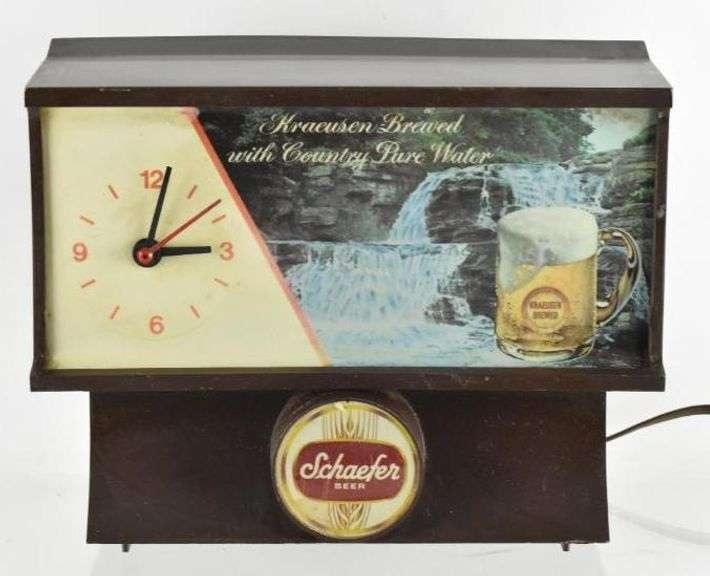 Schaefer Light Up Advertising Motion Waterfalls Clock Topper Sign ...
