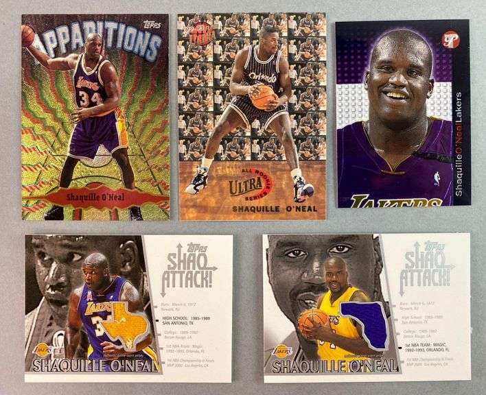 Group of 5 Shaquille ONeal Cards - Matthew Bullock Auctioneers