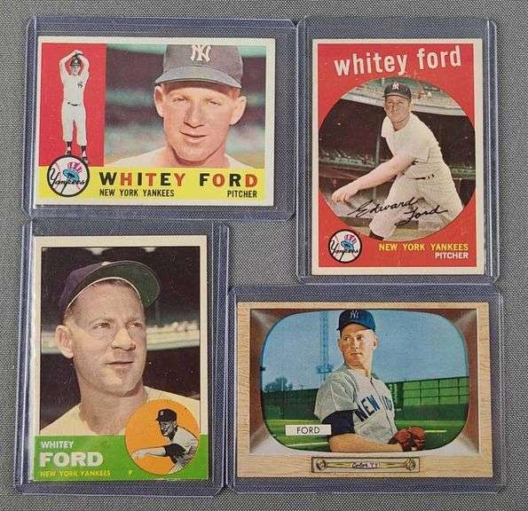 Group of 4 Whitey Ford cards - Matthew Bullock Auctioneers