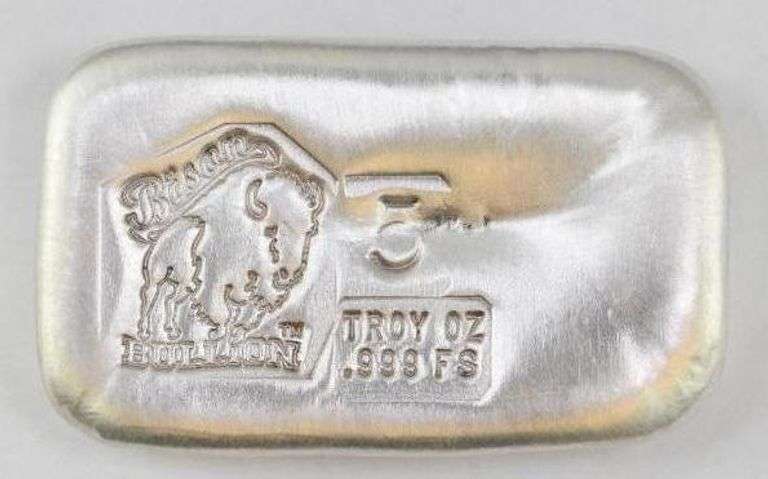 Bison Bullion 5oz. .999 Fine Silver Ingot/Bar - Matthew Bullock Auctioneers