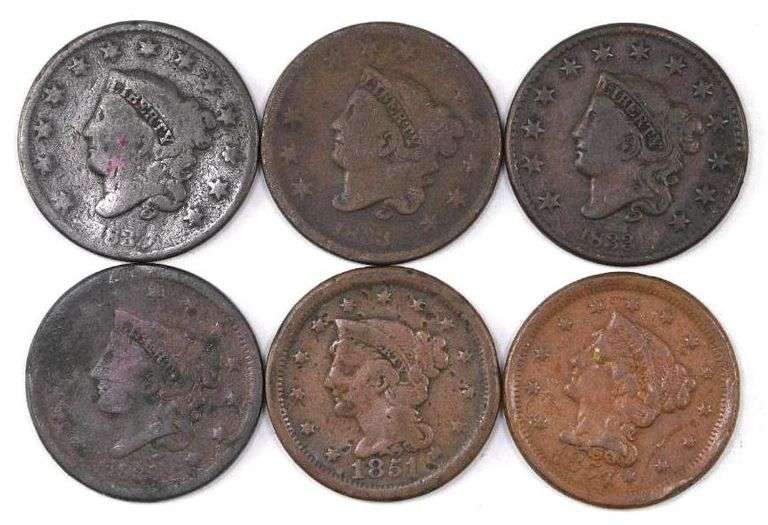 Group of (6) U.S. Large Cents - Matthew Bullock Auctioneers