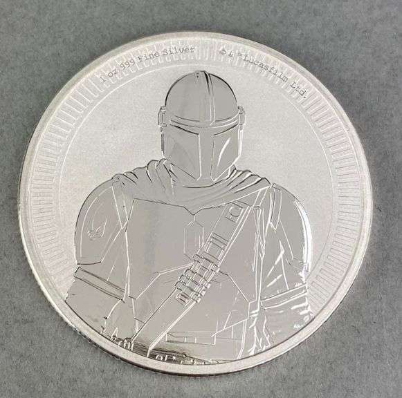 Star Wars The Mandalorian Silver Round - Matthew Bullock Auctioneers