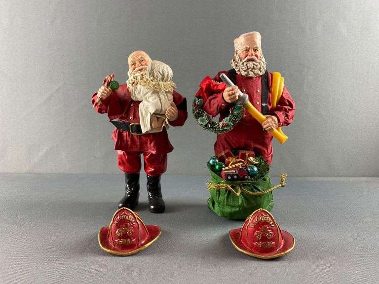 Group of 4 Clothtique Firefighter Santa Figurines - Matthew Bullock ...