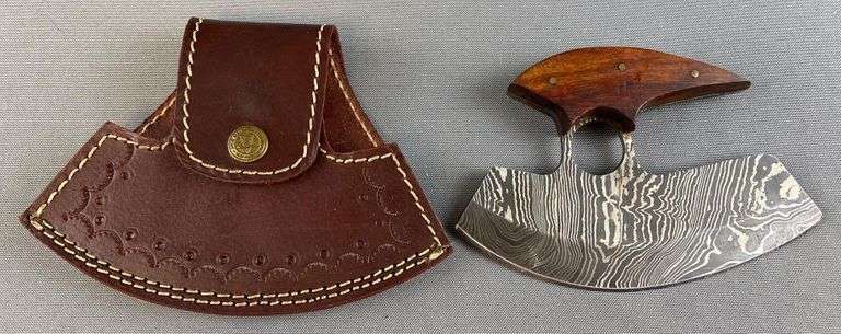 Custom Ulu Knife and Sheath - Matthew Bullock Auctioneers