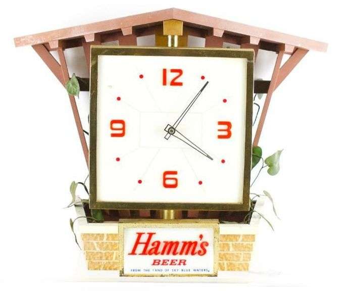 Vintage Hamms Beer Light Up Advertising Motion Beer Clock Sign ...