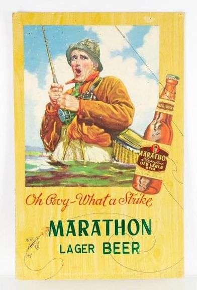 Vintage Marathon Lager Beer Advertising Cardboard Sign - Matthew ...