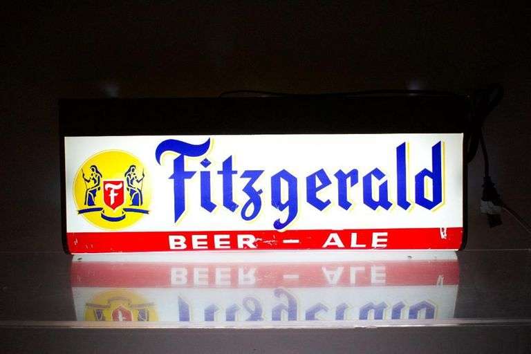 Vintage Fitzgerald Beer Double Sided Light Up Advertising Beer Sign ...