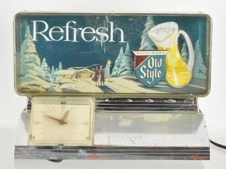 Vintage Old Style Light Up Advertising Beer Sign Clock - Matthew ...