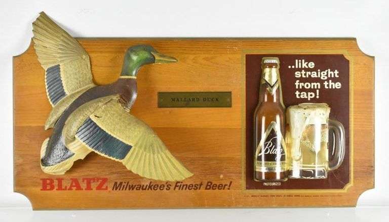 Vintage Blatz Beer Advertising Mallard Duck Wood Wall Plaque - Matthew ...