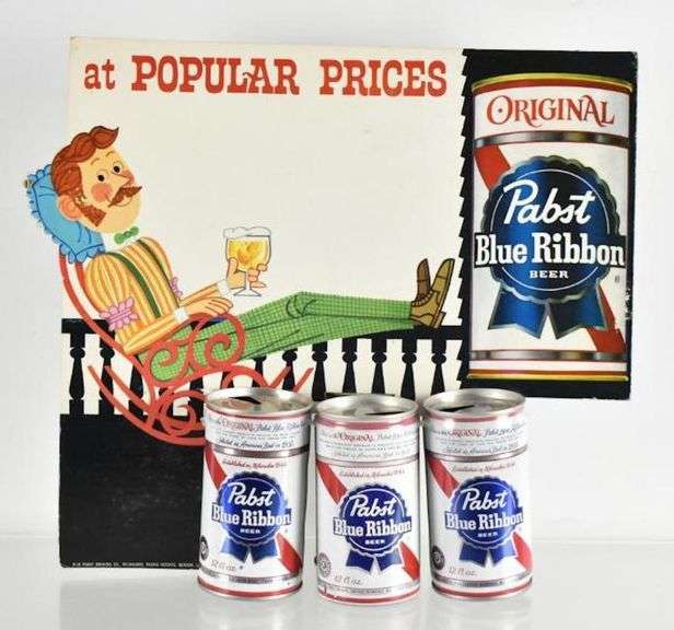 `Vintage Pabst Blue Ribbon Advertising Cardboard 6 Pack Can Store ...