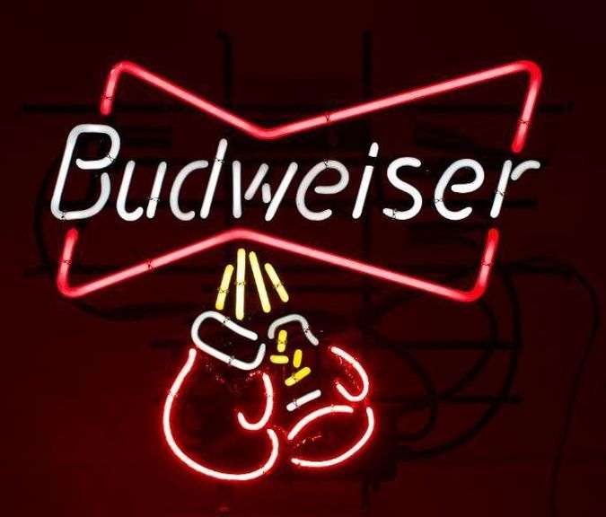 Budweiser Light Up Advertising Boxing Gloves Neon Beer Sign - Matthew ...