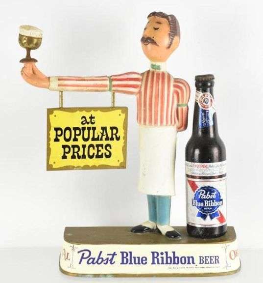 Vintage Pabst Blue Ribbon Advertising Back Bar Metal Bartender Statue ...