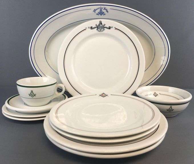 13 piece group of assorted Masonic Temple Restaurant Ware - Matthew ...